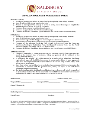 Fillable Online DUAL ENROLLMENT Agreement FormFinal.docx Fax Email Print - pdfFiller