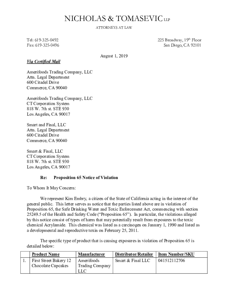 Fillable Online oag ca Notices - OEHHAProposition 65 Warnings Website ...