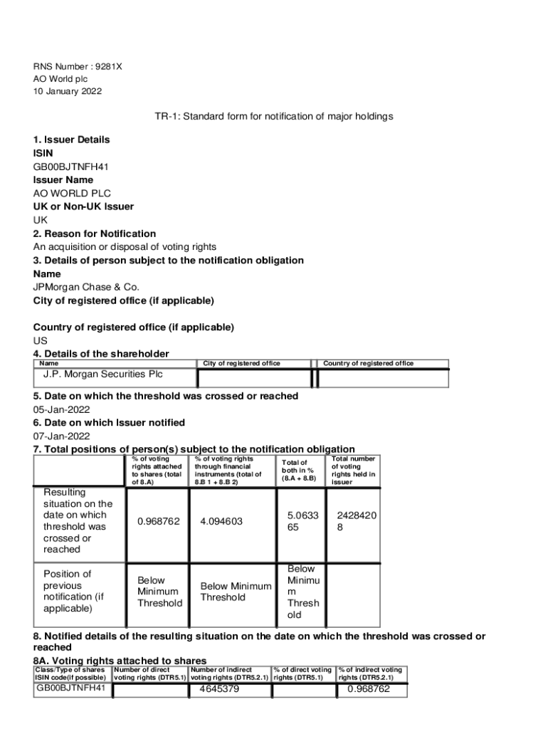 Fillable Online TR-1: Standard form for notification of major ... - Amazon S3 Fax Email Print ...