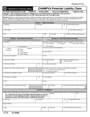 Fillable Online CHAMPVA Potential Liability Claim VA Health ...