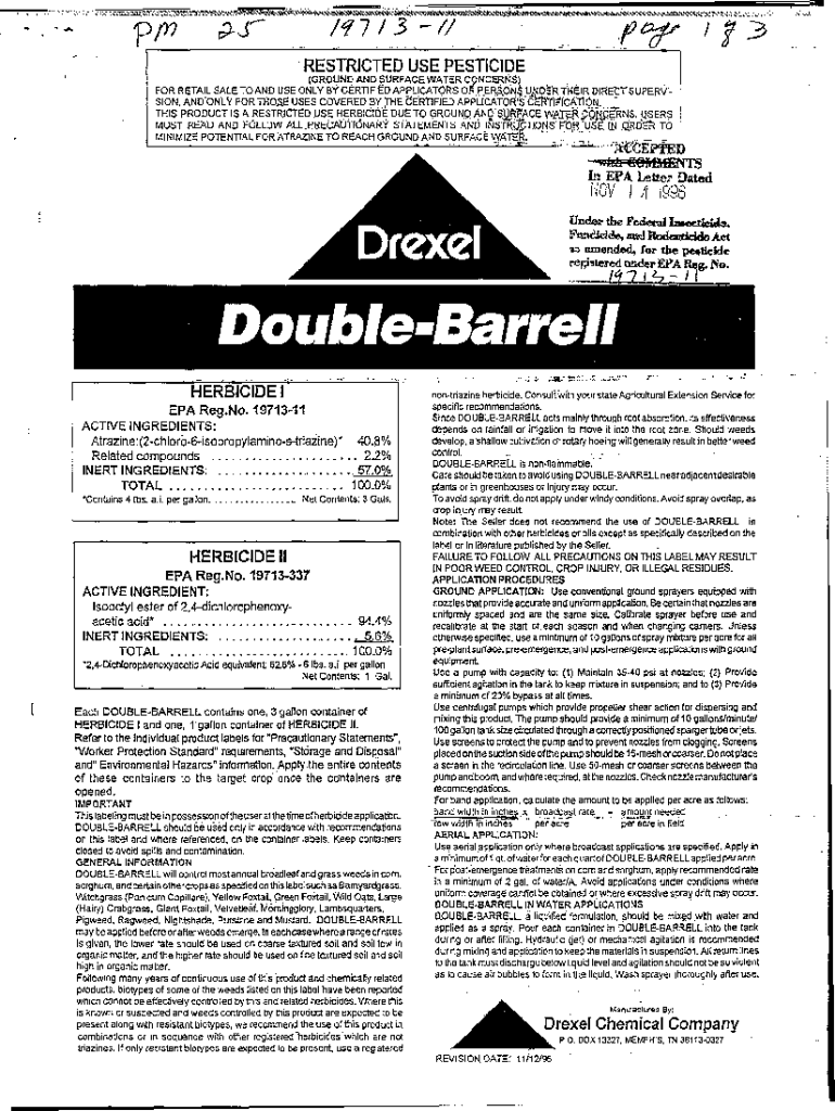 Fillable Online U.S. EPA, Pesticide Product Label, DREXEL ATRAZINE 4L ...