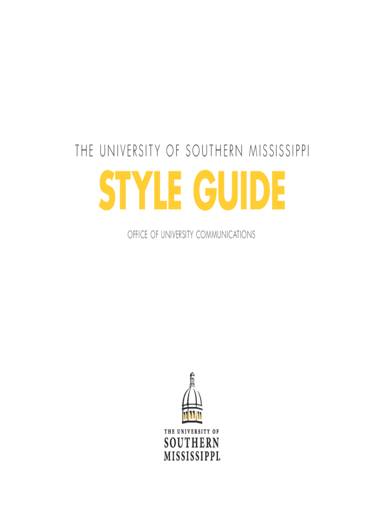 Fillable Online the university of southern mississippi - style guide ...