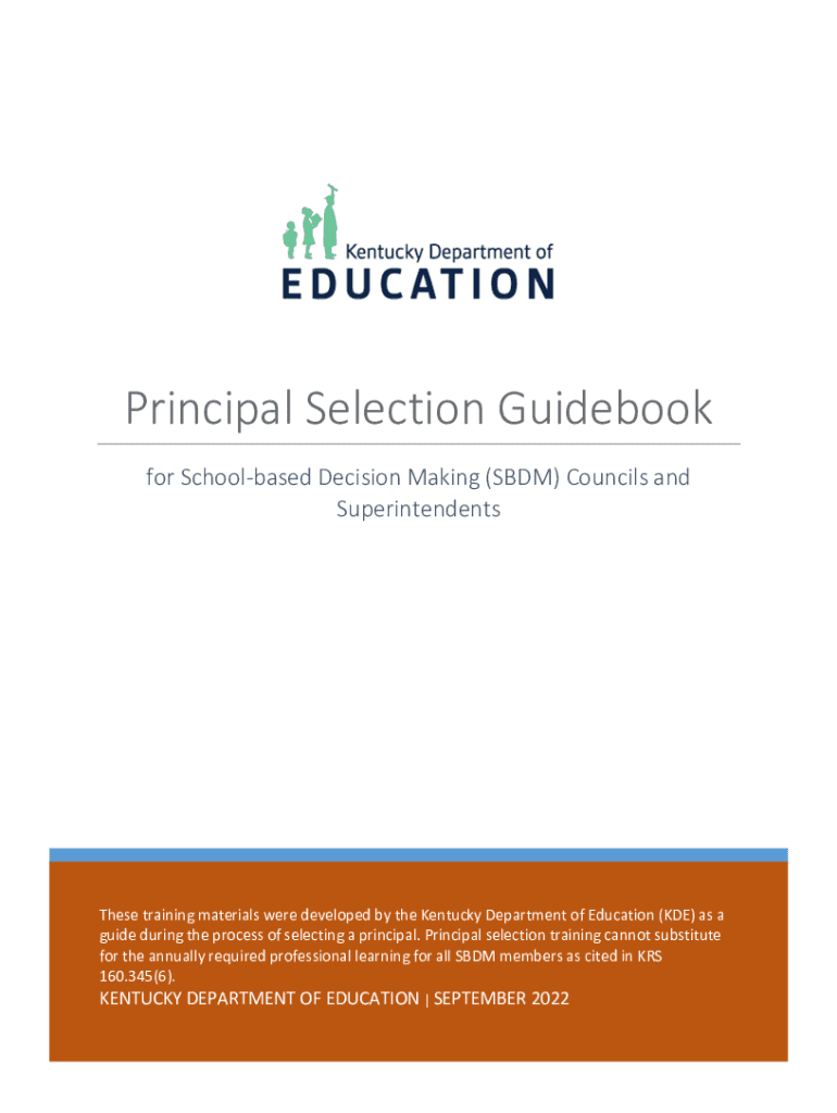 Fillable Online education ky Principal Selection Guidebook. for School ...