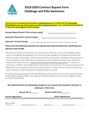 Fillable Online 2019-2020 Contract Buyout Form Challenge and Elite ...