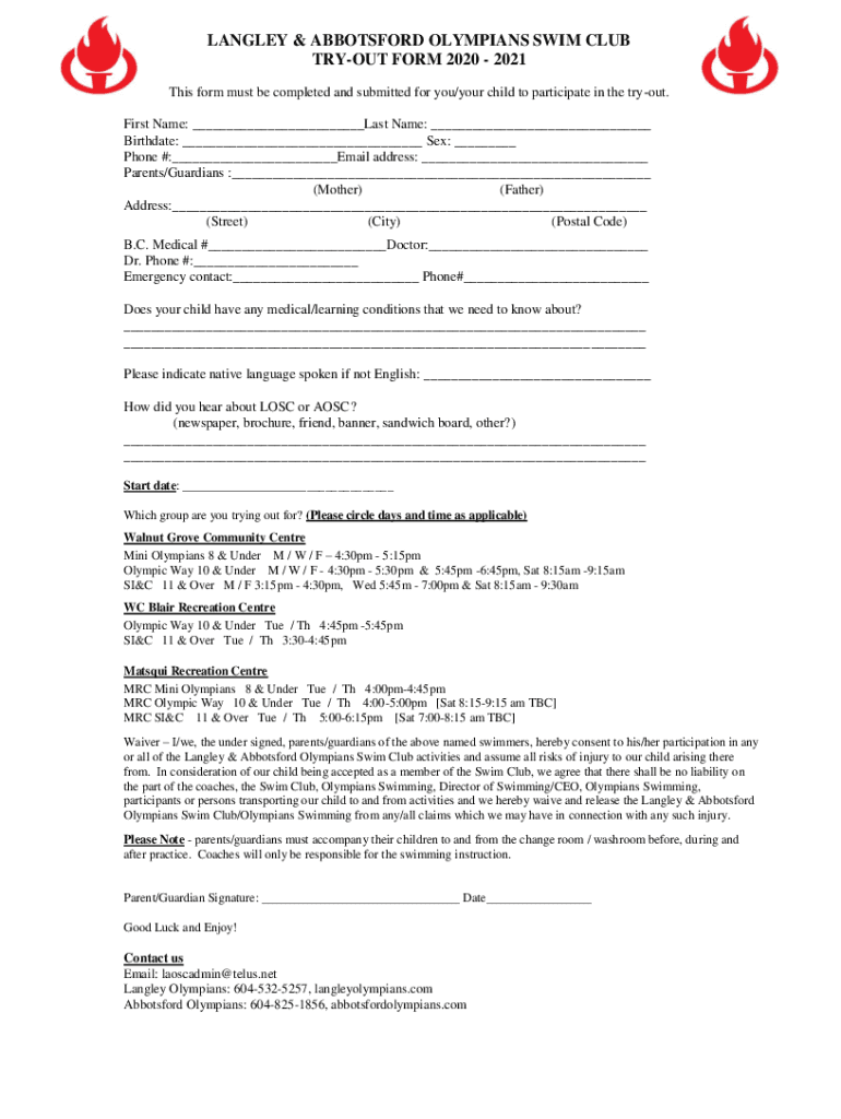 Fillable Online www.pdffiller.com24408342-Tryout20formpdfFillable ...