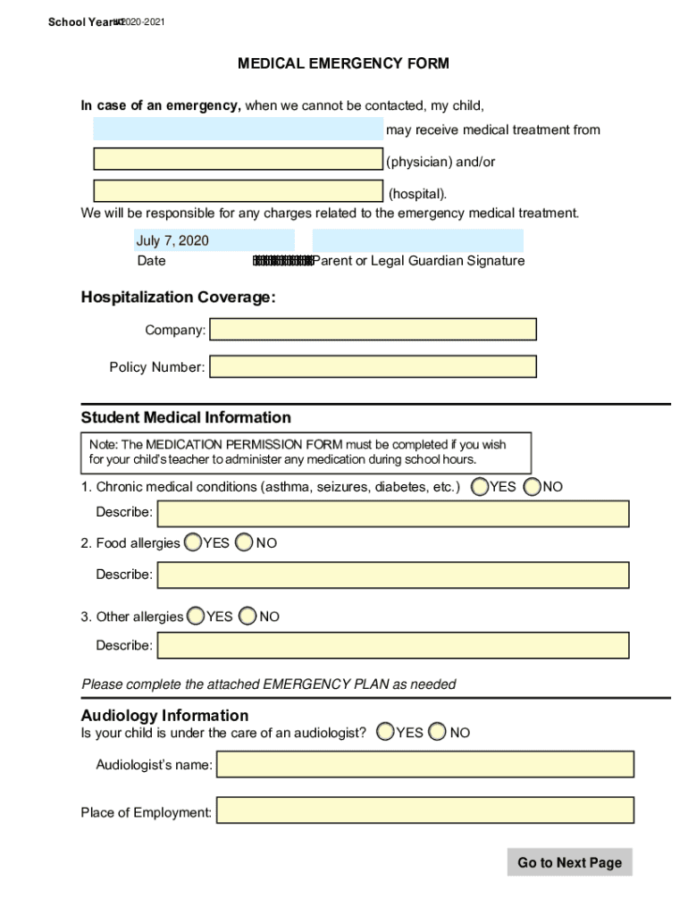 Fillable Online Medical Emergency Form Fax Email Print - pdfFiller
