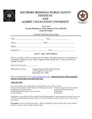 Fillable Online SOUTHERN REGIONAL PUBLIC SAFETY INSTITUTE AND ALERRT ...