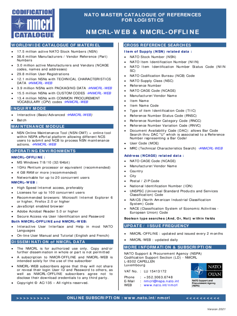 Fillable Online nato master catalogue of references for logistics ...