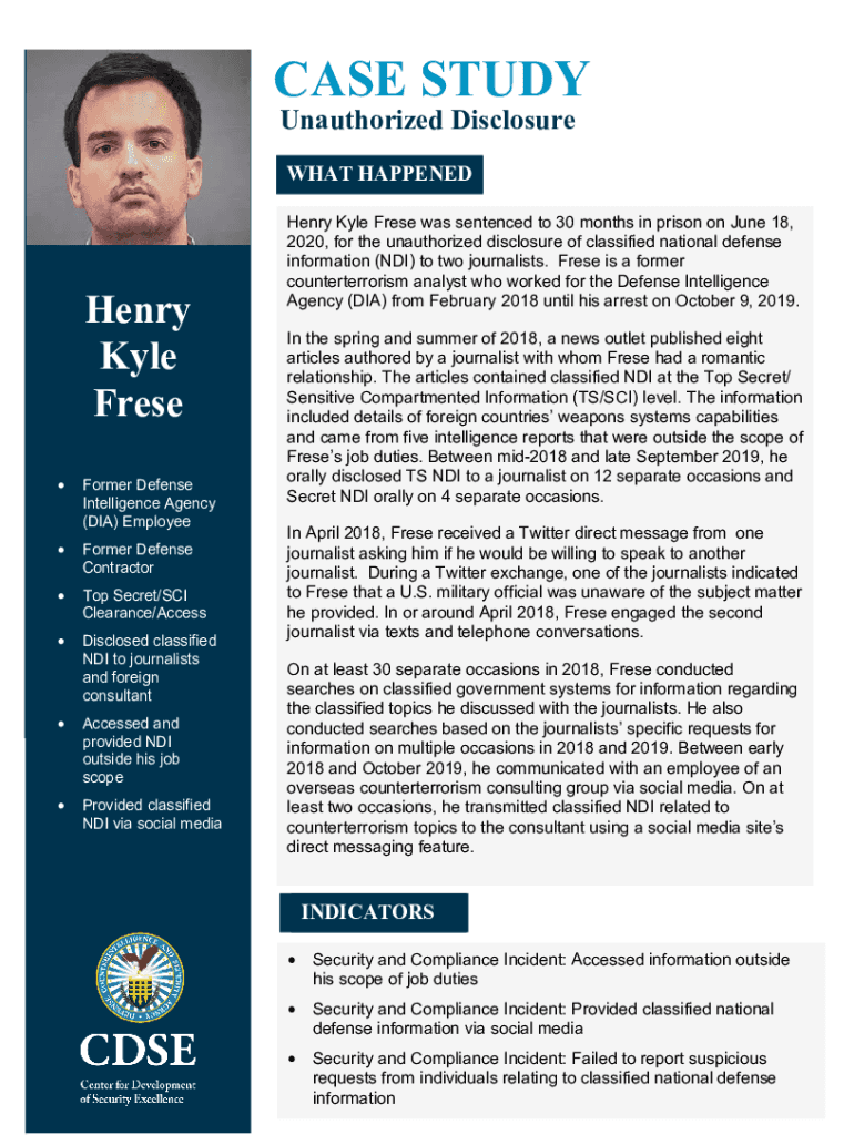 Fillable Online Former DIA Employee Pleads Guilty to Leaking ...