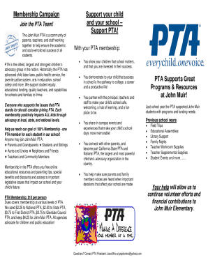 Fillable Online PTA For Your Child with Our All New Membership ...