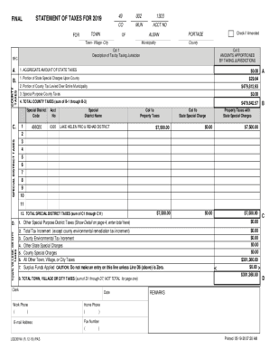 Fillable Online 2019 Final Statement of Taxes for Portage County Fax ...