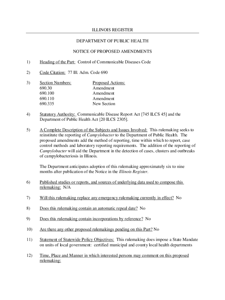 Fillable Online dph.illinois.govcontentdamILLINOIS REGISTER DEPARTMENT ...
