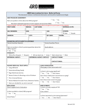 Fillable Online GRID Intervention Services - Referral Form Fax Email ...