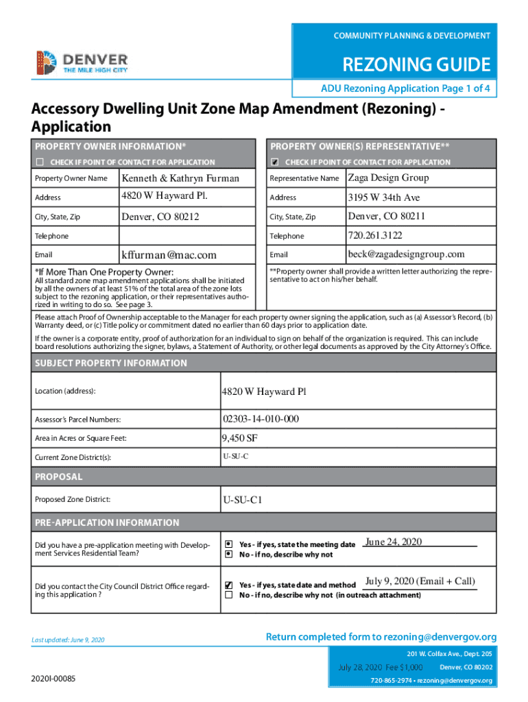Fillable Online Accessory Dwelling Unit Zone Map Amendment (Rezoning) Application Fax Email ...
