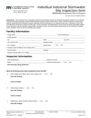 Individual Industrial Stormwater Site Inspection - NPDES/SDS Wastewater ...