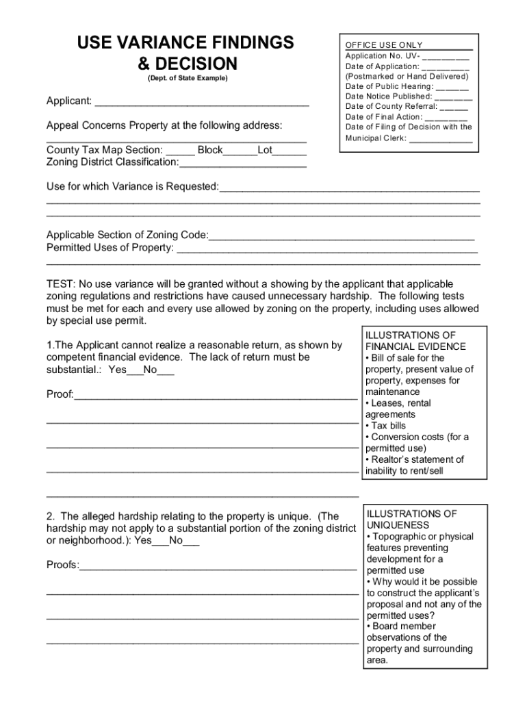 Fillable Online dos ny Variance Standards: What is hardship? And when ...