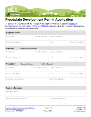 Fillable Online Floodplain Development Permit Application, 20201014 Fax ...