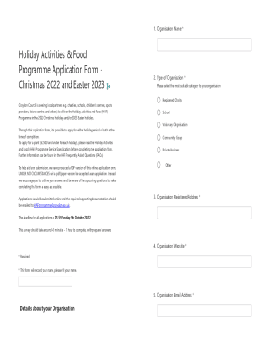 Fillable Online Holiday activities and food programme application form ...