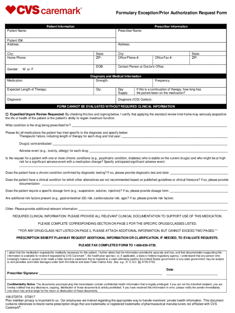 Fillable Online www.osc.ct.govbenefitsdocsF ormulary Exception/Prior Authorization Request Form ...