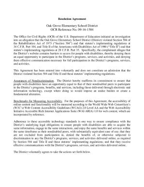 Fillable Online www2 ed Resolution Agreement - Oak Grove Elementary ...