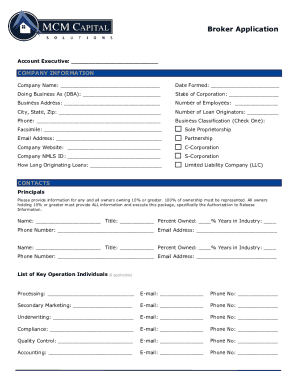 Fillable Online Broker Application - MCM Capital Solutions Fax Email ...