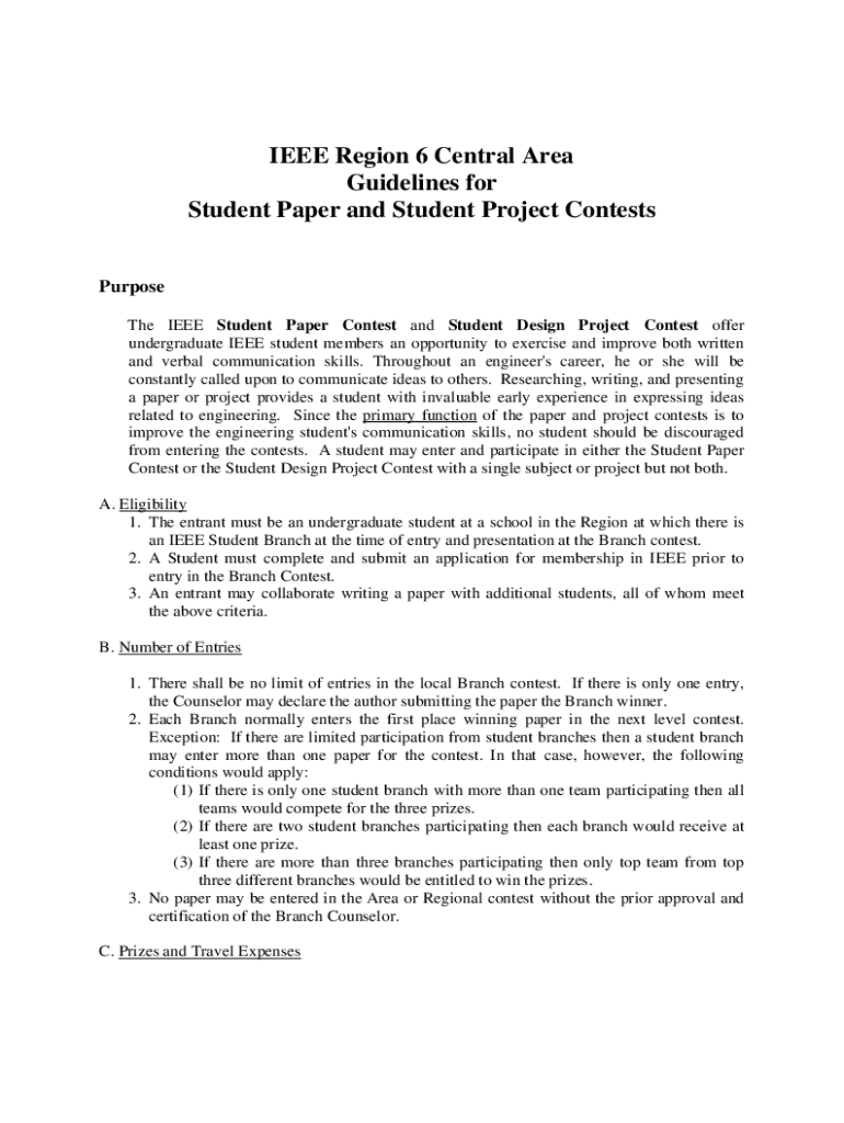 Fillable Online ewh ieee IEEE Region 6 Central Area Guidelines for ...