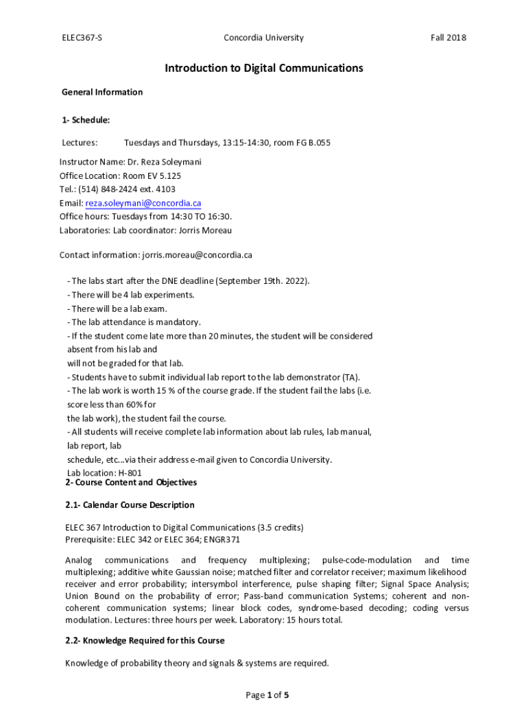 Fillable Online users encs concordia Introduction to Digital Communications - Concordia ...