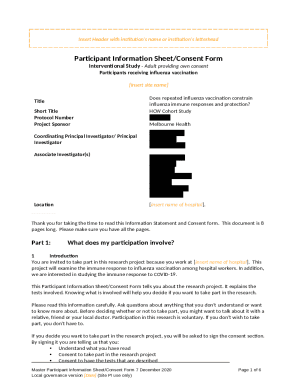 Fillable Online Participant Information Sheet and Consent Form Guidance ...