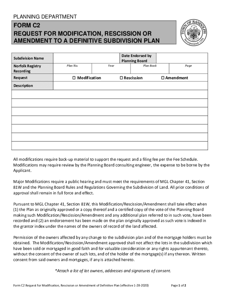 Fillable Online FORM C2 REQUEST FOR MODIFICATION, RESCISSION OR ... Fax ...