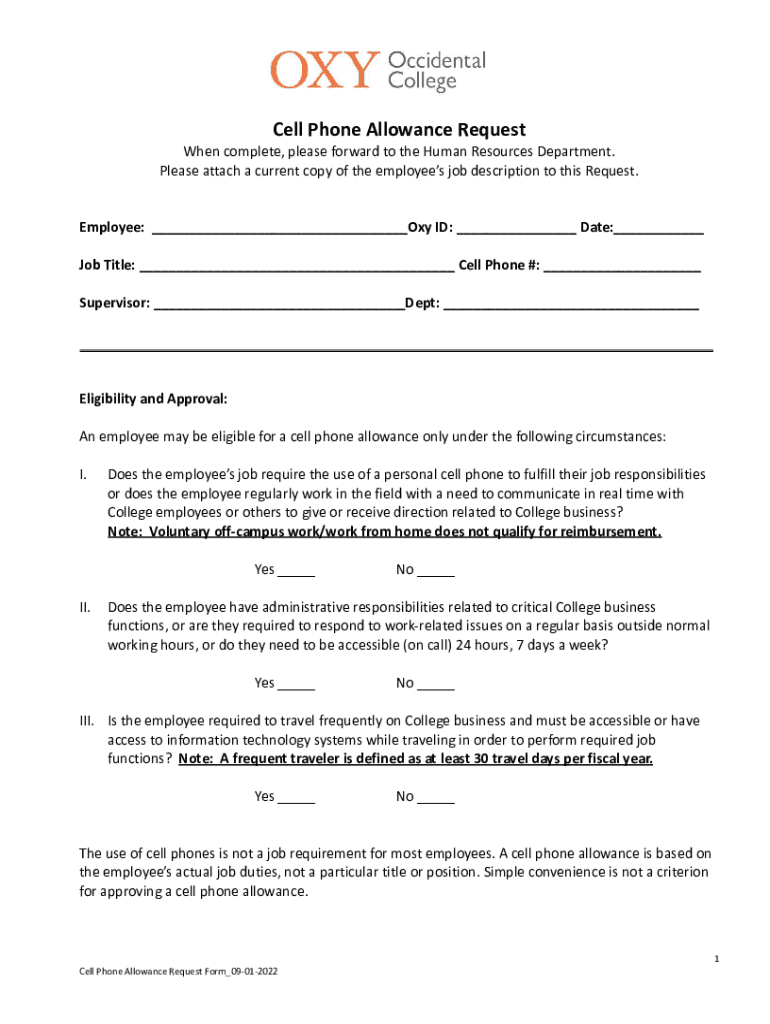 Mobile Allowance Request Letter - Fill Online, Printable, Fillable ...