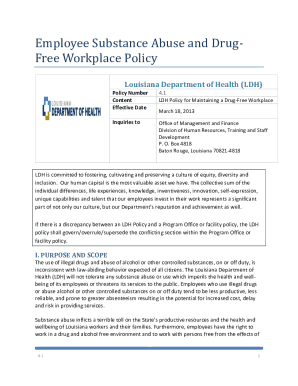 Fillable Online Employee Substance Abuse and Drug- Free Workplace ...