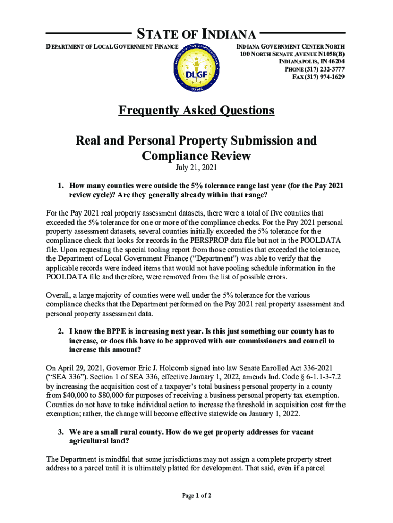 Fillable Online FAQ: Real and Personal Property Submission and ...