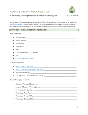 Fillable Online CLASSIC STR PERMIT APPLICATION FORM Community ... Fax ...