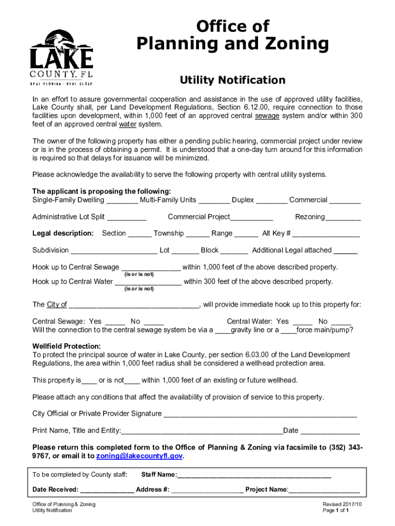 Fillable Online Utility Notification. Notification Form Fax Email Print - pdfFiller
