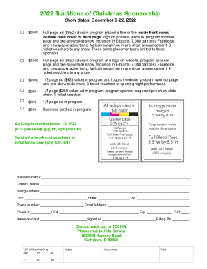 Fillable Online 2022 TOC Show Sponsorship Form Fax Email Print - pdfFiller