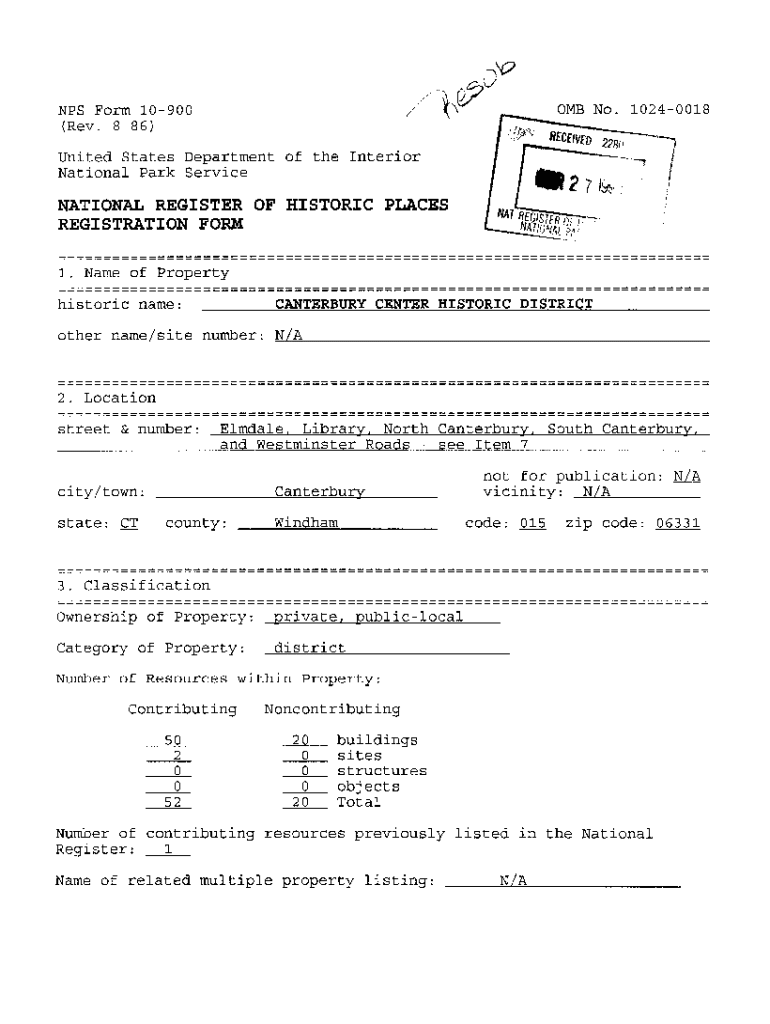 Fillable Online NFS Form RECEIVED United States Department of the ...