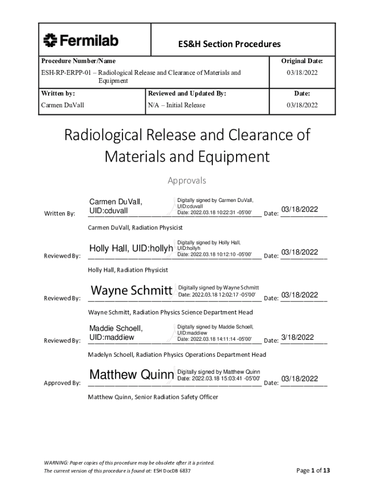 Fillable Online Radiological Release and Clearance of Materials and Equipment Fax Email Print ...