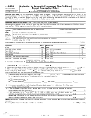 Fillable Online About Form 8868, Application for Extension of Time To ...