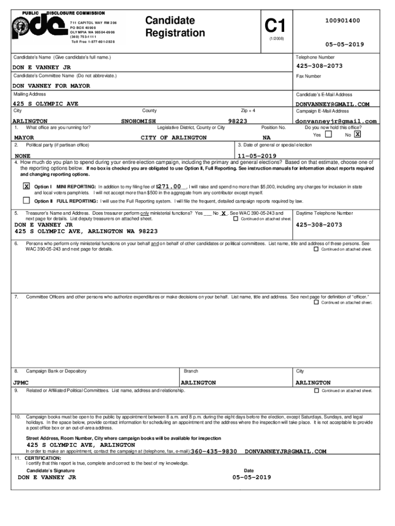Fillable Online web pdc wa DON E VANNEY JR Fax Email Print - pdfFiller
