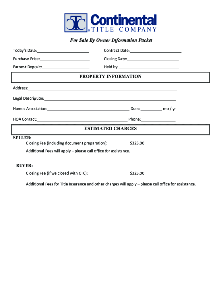 Fillable Online KC FSBO Information Sheet-CTC (1).doc Fax Email Print ...