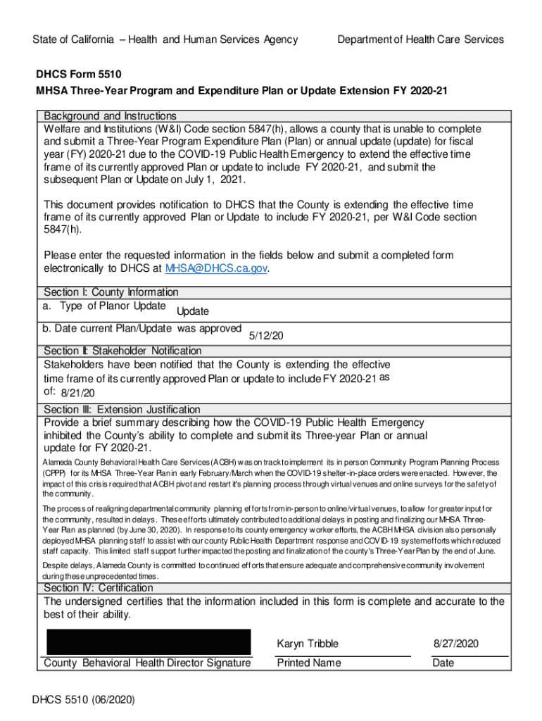 Fillable Online Form 5510 Alameda - DHCS Fax Email Print - pdfFiller