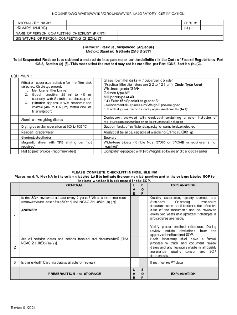 Fillable Online Parameter: Residue, Suspended (Aqueous) Fax Email Print - pdfFiller
