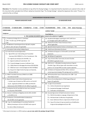 Fillable Online Form 51 - Pre-Closing Checklist - PHFA Fax Email Print ...