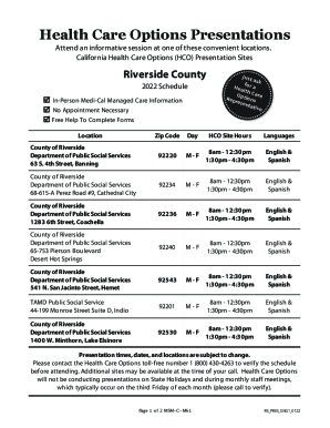 Fillable Online Health Care Options Presentations for Riverside County ...