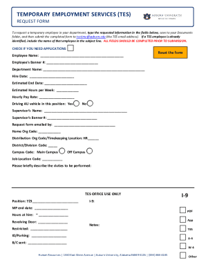 Fillable Online Temporary Employment Services Request Form Fax Email ...