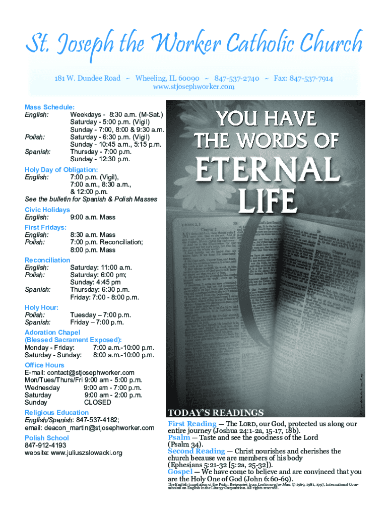 Fillable Online stjosephworker.comwelcome-backWelcome Back! - St Joseph ...