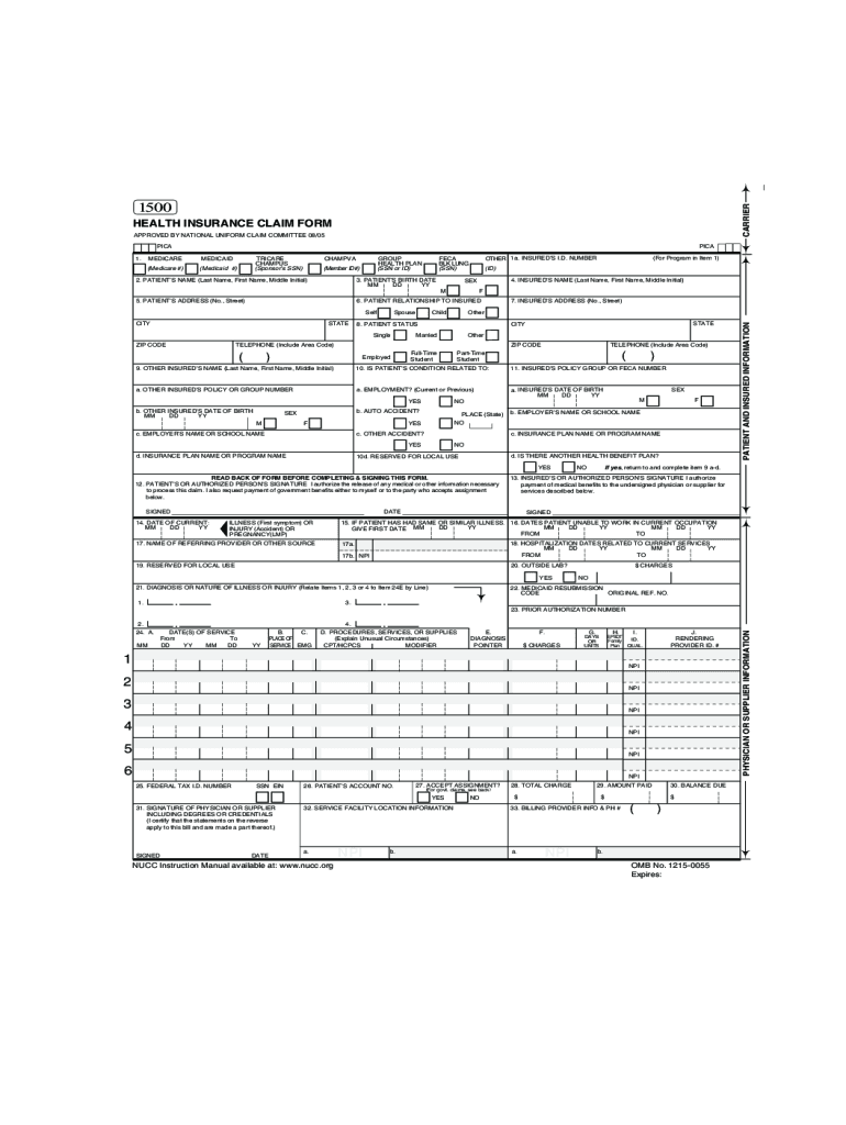 Fillable Online Form OWCP 1500 Health Insurance Claim Form Fax Email ...