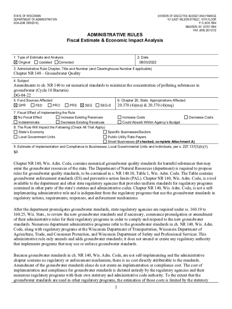 Fillable Online dnr wisconsin FINAL - DOA-2049 FE/EIA Form DG-04-22 Fax ...