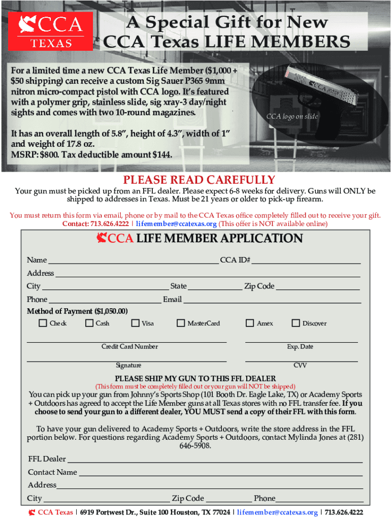 Fillable Online ccatexas.orgwp-contentuploadsA Special Gift for New CCA ...