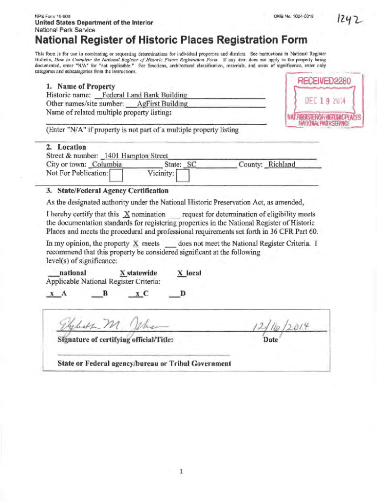 Fillable Online Federal Land Bank Building. RecordID (Reference Number ...